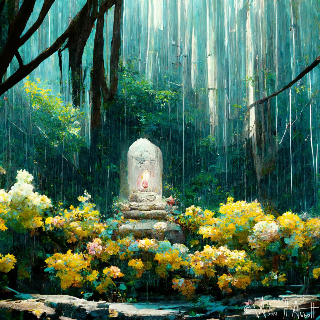 Two Word Prompt: Monsoon & Shrine – Aethereal Engineer